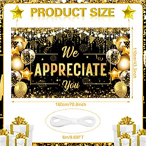 We Appreciate You Banner Thank You Banner Pastor Appreciation Decorations Banner Thank You For All You Do Backdrop Employee Appreciation Gifts Staff Retirement Appreciation Party Decor (Black Gold)