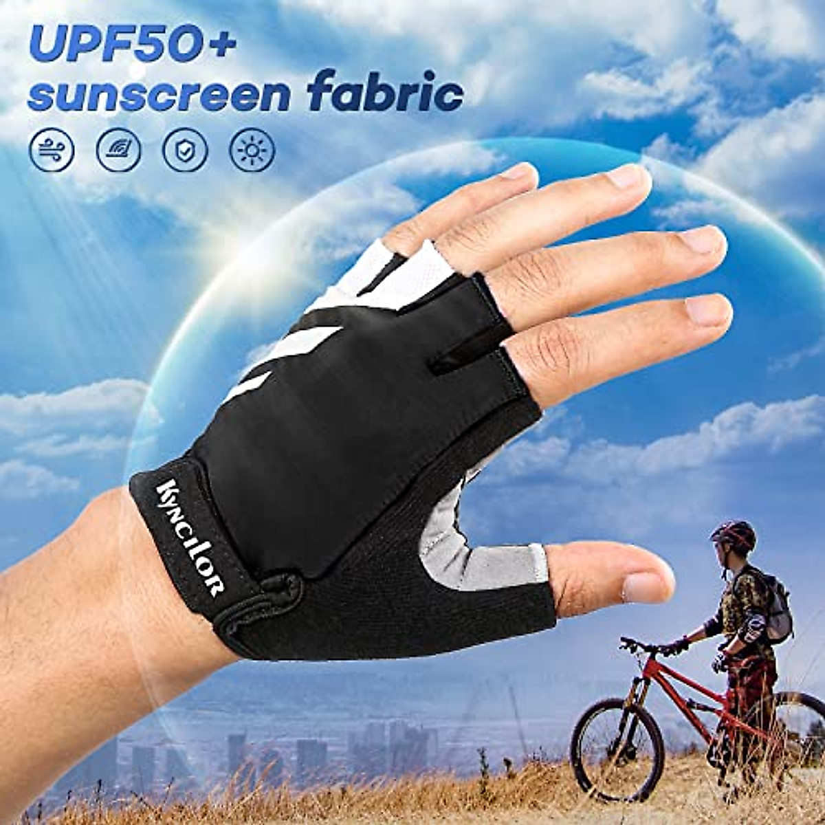 KynciLOR Cycling Gloves for Men Lightweight Mountain Biking BMX Gloves MTB and Road Bike Gloves for Women Running Wheelchair Driving