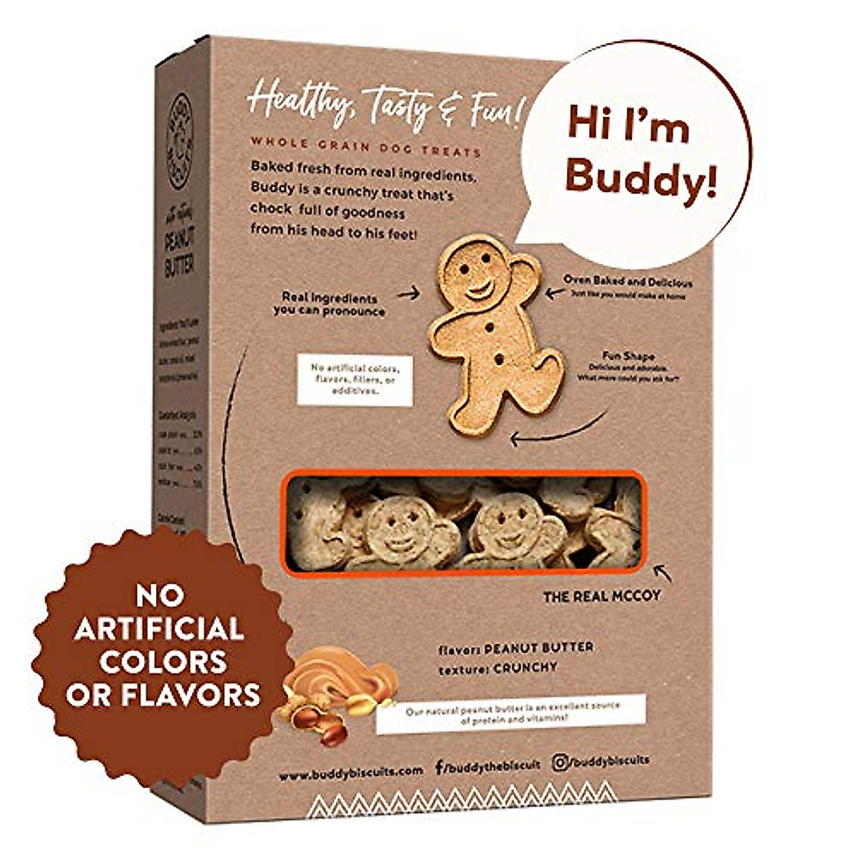 Buddy Biscuits Oven Baked Treats with Peanut Butter, Whole Grain - 16 oz. - Single Box (12500_Single)