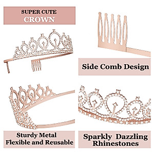 YeohJoy Bachelorette Party Decorations Rose Gold Glitter Kit - Bride to Be Sash, Bride Crown, Bachelorette Veil, Bride Tattoos, Bride Balloons, Bachelorette Party Supplies Bridal Shower Decoration