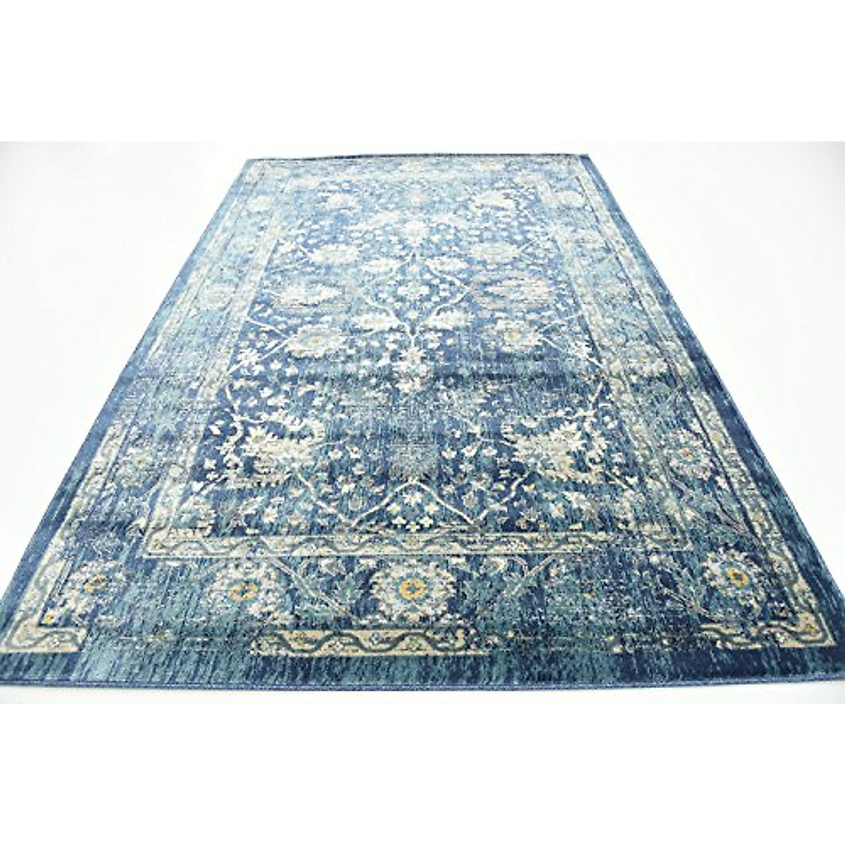 Unique Loom Oslo Collection Traditional Botanical Navy Blue Area Rug (6' x 9')