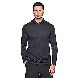 RBX Men's Lightweight Hoodie Top Quick Drying Long Sleeve Tee Texture Charcoal S