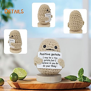 Uisky AA Mini Funny Positive Energy Potato Car Accessories Dashboard Decorations,Knitted Toy with Encouragement Card Creative,Car Interior Gift for People Who Love Cute Things.