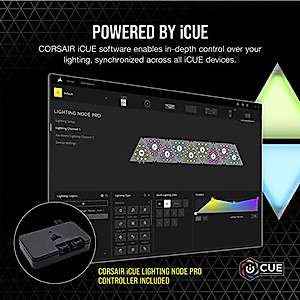 Corsair iCUE LC100 Case Accent Lighting Panels - Mini Triangle - 9X Tile Starter Kit (81 RGB LEDs with Light Diffusion, Simple Magnetic Attachment, iCUE Lighting Node PRO Included)
