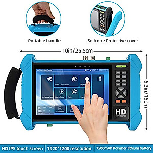 IP Camera Tester CCTV Tester, Koolertron 7 Inch IPS Touch Screen H.265 4K AHD, TVI, CVI & CVBS Analog Camera RJ45 Cable TDR Tester with PoE/IP Discovery/8G TF Card/4K HDMI in & Out/Built in WiFi