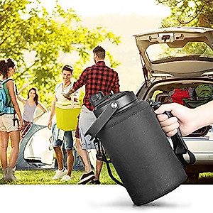 BUZIO One Gallon Vacuum Insulated Jug, Insulated Beer Growler, 18/8 Food-Grade Stainless Steel 128oz Water Bottle Comes with Two Carrying pouch Two Stainless Steel Cups Thermo Canteen Mug,Graphite