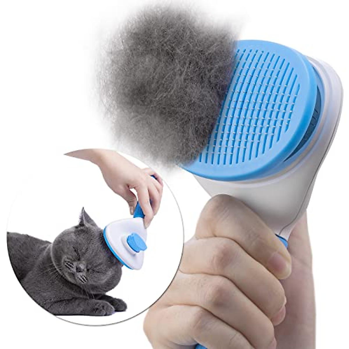 Self-Cleaning Slicker Brush for Dogs & Cats: Dog Grooming Brush for Shedding Tangles Hair Gently Deshedding Dog Brush for Long Haired & Short Haired Dogs Pet