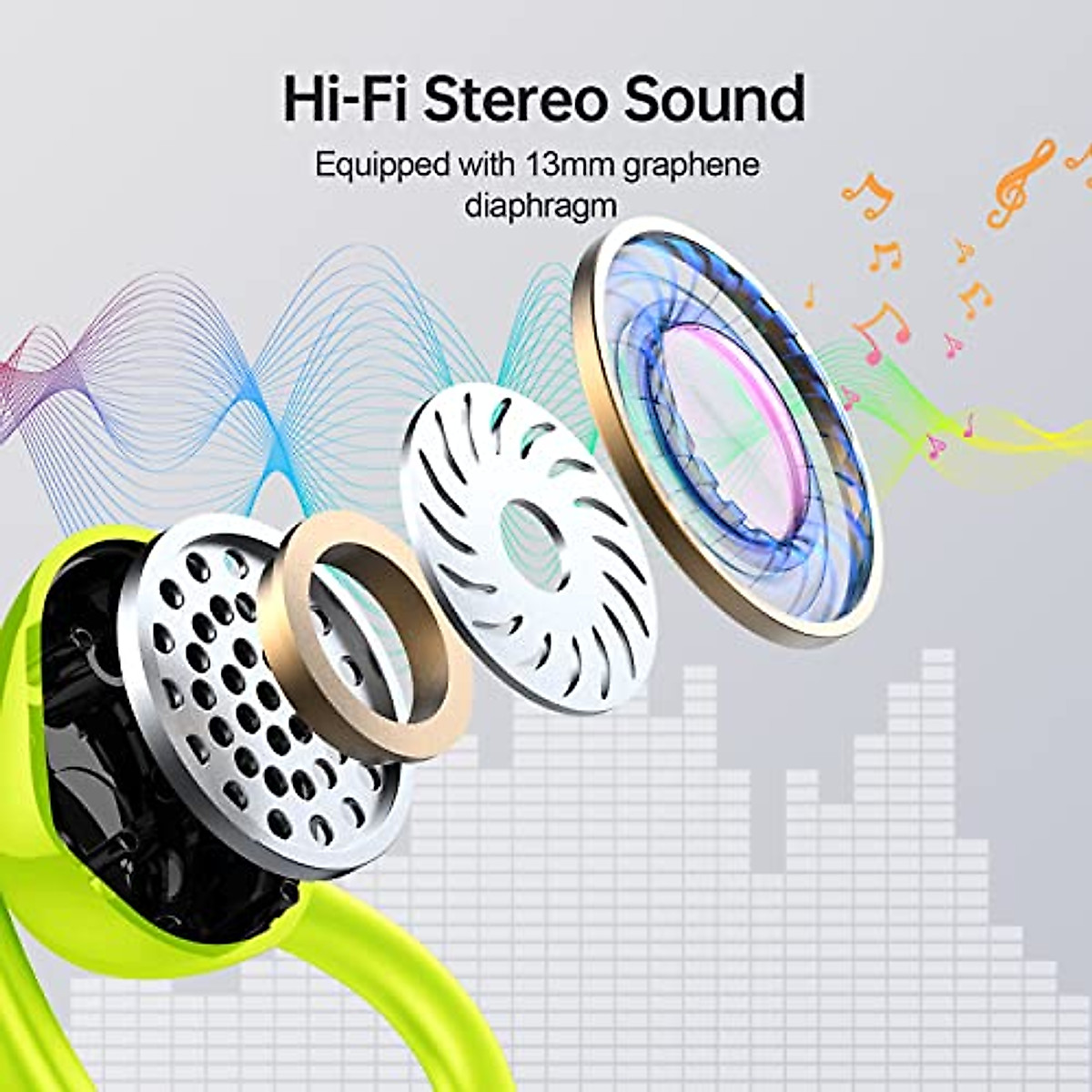 Wireless Earbuds Bluetooth Headphones, Bluetooth 5.3 Earbuds with Immersive HiFi Stereo, 2023 New 48Hrs Wireless Ear Buds Over Ear, ENC Mic, Comfortable Sport Earhooks, IP7 Waterproof in Ear Earphones