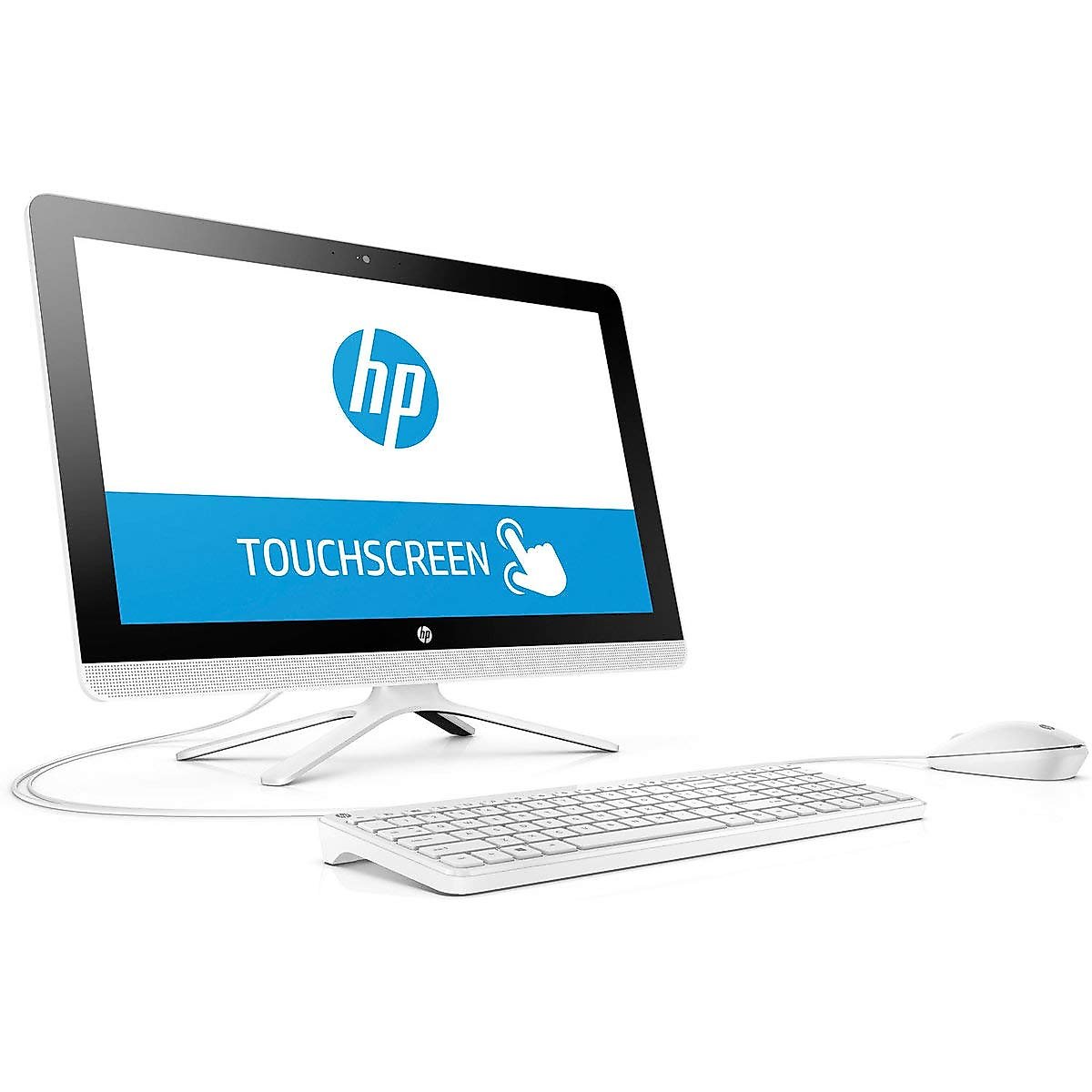 HP 2019 All-in-One 21.5" FHD Touchscreen High Performance Desktop PC, Intel Pentium Quad-Core Processor 4GB RAM 1TB HDD HDMI DVD WiFi Bluetooth Webcam Keyboard + Mouse Windows 10, Snow White