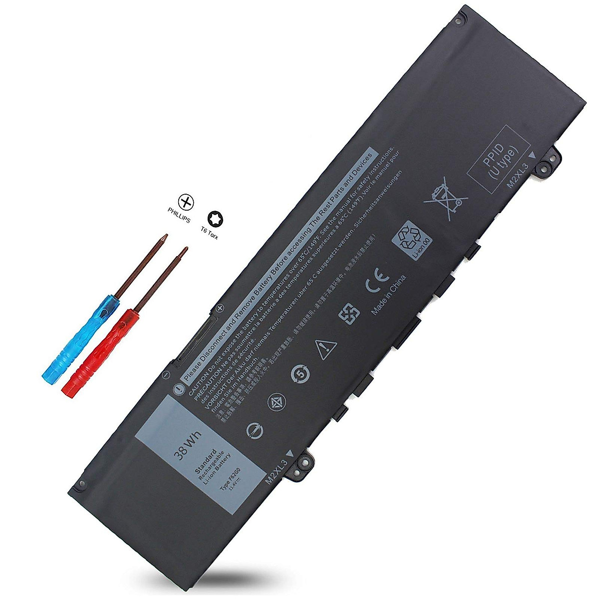 38Wh F62G0 Battery for Dell Inspiron 13 7000 2-in-1 Series 7373 7370 7380 7386 5370 039DY5 P83G P83G001 P83G002 P87G P87G001 P91G P91G001 39DY5 0RPJC3 RPJC3 CHA01 F62GO Laptop Replacement Vostro 5370