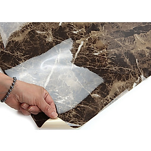 ROSEROSA Peel and Stick PVC Marble Self-Adhesive Wallpaper Covering Counter Top Shelf Liner Emperador (PGS4020 : 2.00 Feet X 6.56 Feet)