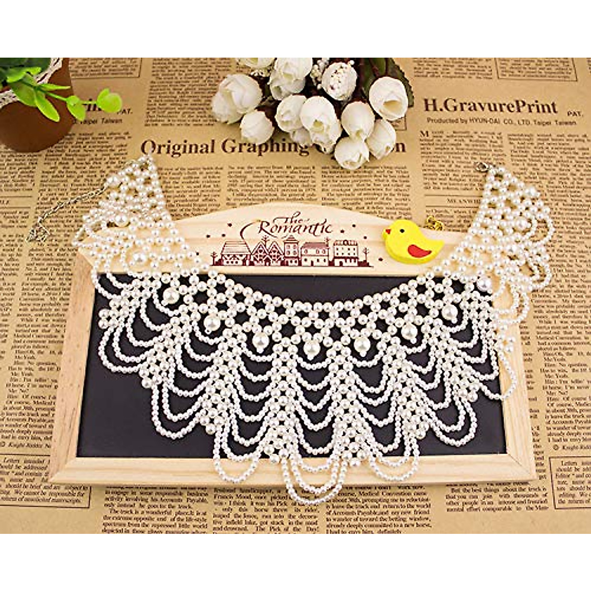 RBG Dissent Collar Necklace for Women Detachable Pearl Beaded Blouse Fake Collar Choker Necklace,Ruth Bader Feminist Collar Necklace