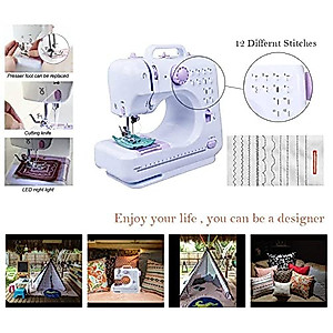 12 Stitch Multi-Function Sewing Machine, Household Sewing Machine, Electric Sewing Machine, Portable Sewing Machine,Double-line Two-speed Reverse Stitch