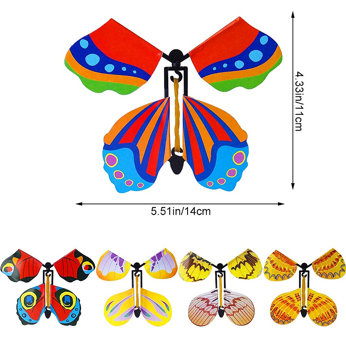 Outee 10 Packs Flying Butterfly Card Surprise Wind Up Butterfly in The Book Rubber Band Powered Gift Butterfly Fairy Flying Toy Great Xmas Gifts Surprise Gift Teacher Appreciation Gift