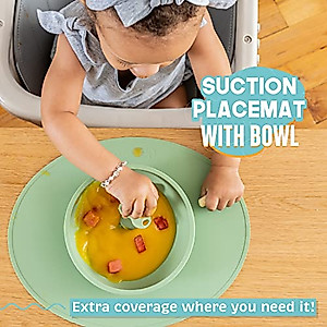 Upward Baby Led Weaning Supplies - Suction Plates for Baby - Spoons Self Feeding 6 months Suction Bowls Silicone Plates - Toddler Plates Bowls Self Eating - Infant First Stage BLW Utensils 6-12 Months