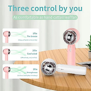 Mini Small Handheld Fan Portable USB Rechargeable Super Turbo High-Performance Fan with Base ,3-6 Hours Operated 1200mAh fan (pink)