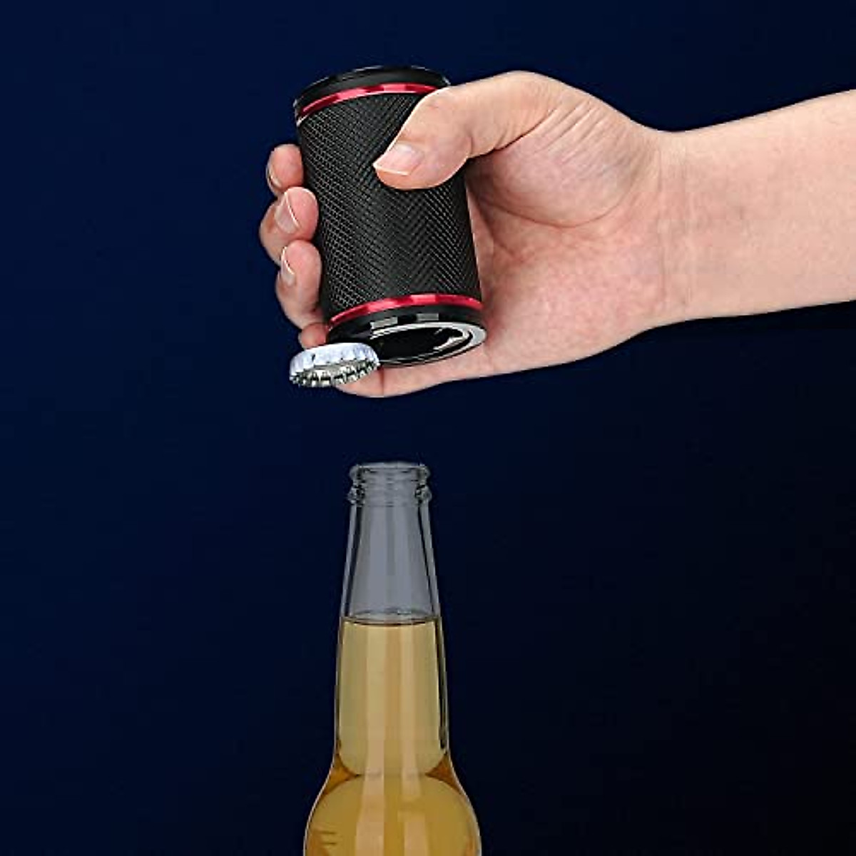 KITCHENDAO Automatic Beer Bottle Opener with Magnetic Cap Catcher - Push to Open - Keep the Cap Intact - Gift for Cap Collector Beer Lover Men Father Husband Boyfriend with Thank you Card(Red/Basic)