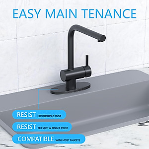 2 pc Faucet Plate, Faucet Hole Cover, Deck Plate Escutcheon for Kitchen Faucet- Sink Hole Cover, Plumbing Cover Plates, 5.5" Deck Plate for Pull Down Faucet: Stainless Steel (Mate Black)