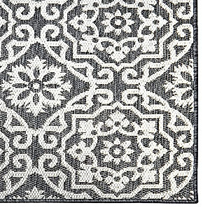 Nicole Miller New York Patio Country Danica Transitional Geometric Indoor/Outdoor Area Rug, Black/Grey, 1'9"x2'11"