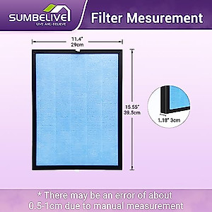 MSA3 Replacement Filt-er for Membrane Solutions Air Purifi-er MSA3S, 3-in-1 True HEPA(H13) Carbon Filters (2-Pack)