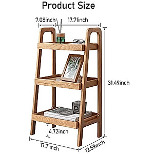 Bamskov 100% Solid Oak Sofa Table - Versatile Design Narrow End Table with 3-Tier Open Storage for Living Room, Bedroom, or Small Spaces - Ladder Shelf for Study (Natural)