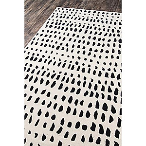 Novogratz Delmar Collection Boho Dots Wool Area Rug, Ivory, 2'3" x 8'0" Runner Size Mat for Living Room, Bedroom, Kitchen, Hallways, and Home Office
