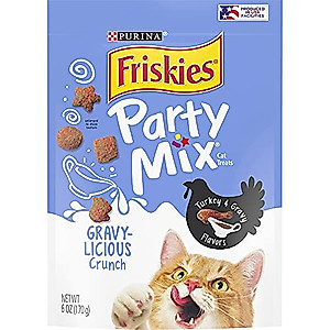 Friskies Party Mix Crunch Gravy-Licious Turkey & Gravy Treats (Pack of 2)