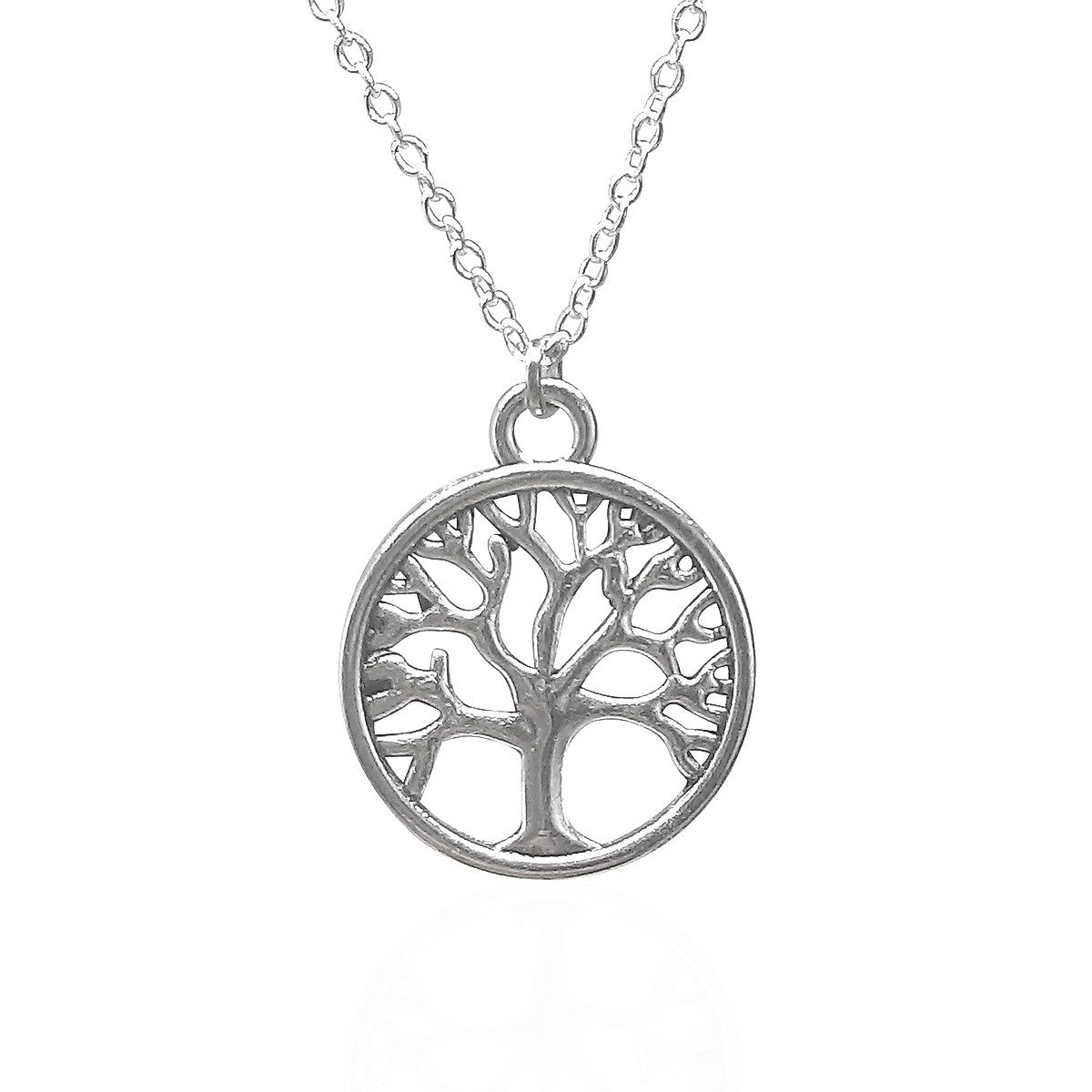 Silver Tree of Life Family Tree Pendant Necklace Fashion Jewelry Christmas Birthday Gifts for Women Family Gifts for Mom Grandma Teen Best Friend Teacher (20" Stainless Steel Chain)