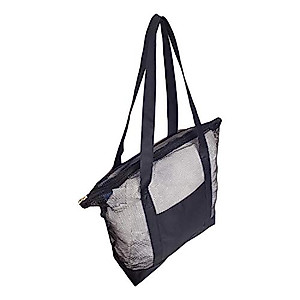 Mesh Beach Tote Bag Black - Good for the Beach - 18 in X 18 in X 5.5 In