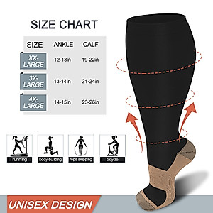 Diu Life 3 Pairs Plus Size Compression Socks for Women and Men Wide Calf Extra Knee High Support for Circulation
