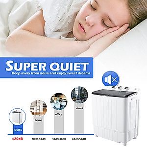 Portable Washing Machine 15Lbs Capacity Washer and Dryer Combo 2 In 1 Mini Compact Twin Tub Washing Machine Laundry Washer(9Lbs) & Spinner(6Lbs) with Built-in Gravity Drain Pump,Low Noise and Easy Store for Apartment,Dorms,RV Camping (Black)