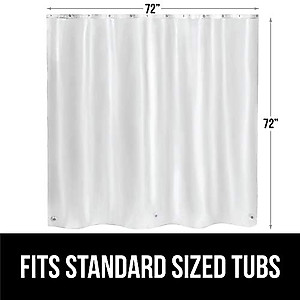 Gorilla Grip PEVA Waterproof Shower Curtain Liner, Strong Weighted Magnets, Rust Resistant Grommets, Heavy Duty Thick Liners, Easy Hang, Fits Standard Bathroom Showers and Bath Tubs, 72x72, Clear