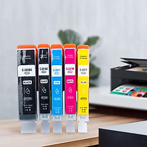 JUNCAI Compatible Ink Cartridge Replacement for Canon PGI-280XXL CLI-281XXL 280 XXL 281 XXL for PIXMA TR7520 TR8520 TS8120 TS8220 TS9120 TS9520 TS9521C TS6120 TS6220 TS6320 (5 Pack)