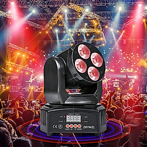 ZKYMZL RGBWA/UV 6 in 1 LED Light Mini 50W Wash Rotating Light Moving Head Stage Effect Light with DMX for Disco KTV Club Party.