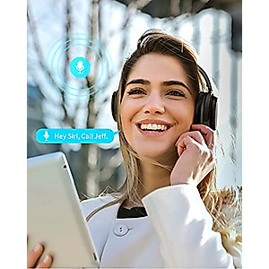HROEENOI Wireless Bluetooth Active Noise Cancelling Deep Bass Over Ear Headphones with CVC 8.0 Microphone, Wireless Gaming Headset for Pc, 40 Hours Playtime for Travel Work Phone- Black
