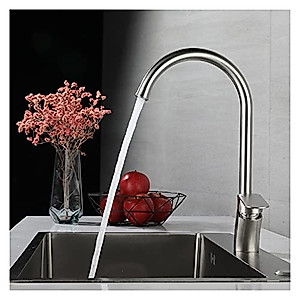 JEMITA Brushed Gold Kitchen Sink Faucet Single Handle Hot and Cold Water Mixer Tap 360 Degree Rotation Kitchen Sink Wash Basin Faucets (Color : 02)