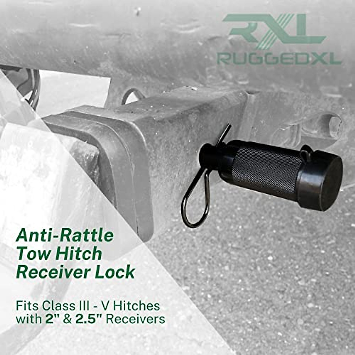 Tiger Lock 5/8" Black Trailer Hitch Locking Pin - Anti-Rattle Tow Hitch Receiver Lock with 2.5" Silencer Pad