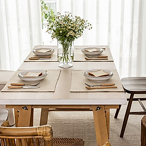 Kevin Textile Burlap Linen Placemats Set of 4 Heat Resistant Dining Table Place Mats Washable Kitchen Table Mats, 13 x19 inches, Cream Beige