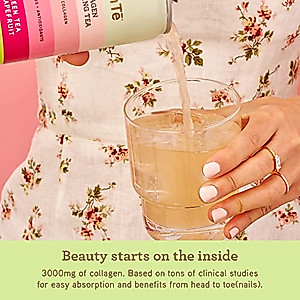 SKINTE Collagen Sparkling Tea Organic Green Tea with Grapefruit | 12 oz (Pack of 12) | Antioxidants and Vitamin C | 3000mg Collagen Peptides | Benefits Skin, Mood and Immunity | Zero Added Sugar