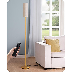 EDISHINE LED Corner Floor Lamp for Living Room, 65" Tall Standing Reading Lamp with Remote, Minimalist Dimmable Pole Lighting for Bedroom, Office, Kids Room, 9W Bulb Included, 2700K-6000K (Gold)