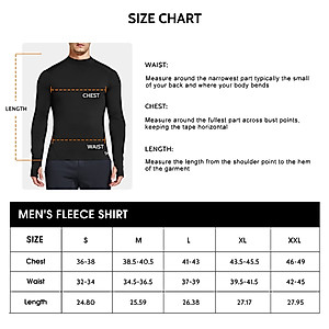 FitsT4 Sports Men's Thermal Fleece Lined Mock Neck Baselayer Tops Long Sleeve Running Athletic Shirt with Thumbholes Black XXL