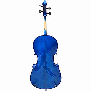Vetimobato Acoustic Cello 4/4 Full Size Hand Made Professional Sound Nice Spruce Wood Top Maple Back Side Wood Ebony Wood Finger Board and Cello Pegs Steel Strings Cello with Bag & Bow (blue)