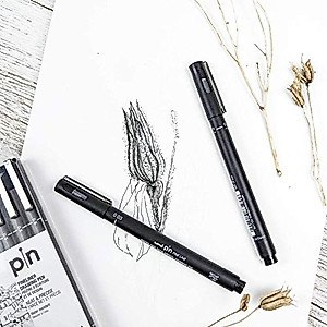 Uni Pin Drawing Pens/6 Assorted Tip Sizes, Uni Pin Technical Fineliner Pens, Pack of 6 Assorted Tip Sizes, Black Ink