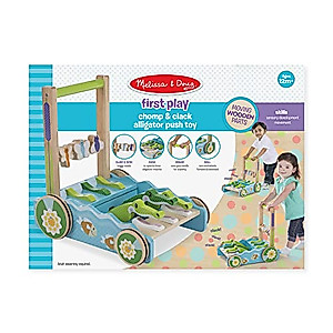 Melissa & Doug First Play Chomp and Clack Alligator Wooden Push Toy and Activity Walker - Pretend Play Developmental Baby Push Walker Toy For Toddlers Ages 1+, 1 EA