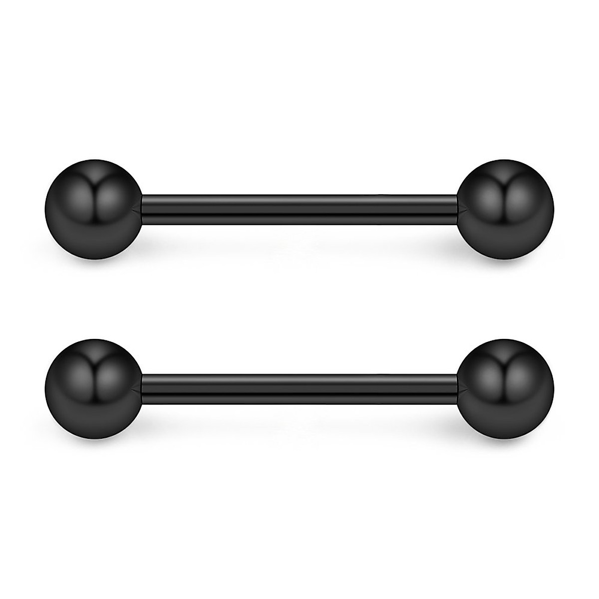 Ruifan Black Plated 316L Stainless Steel Nipple Shield Barbell Ring Bar Body Piercing 16G 14mm 2PCS