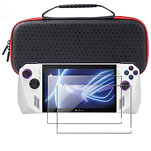 Carrying Case Bag for Asus ROG Ally with [2 Pack] Screen Protector for Asus ROG Ally (2023) RC71L 7 inch - Black