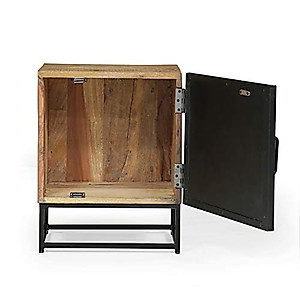 Christopher Knight Home Sonia Handcrafted Boho Wooden Nightstand, Natural, Black