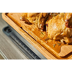 ooni Medium 15" x 10" Roasting Pan - Non Stick Stainless Steel Roasting Tray with Rack and Wooden Carving Meat Board, Ovensafe Cookware, Roaster Tin