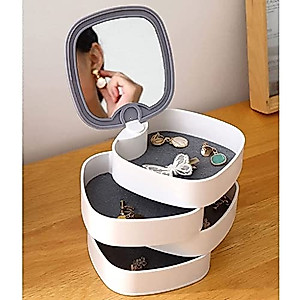Yalych Jewelry Box Jewelry Boxes Jewelry Box Small Jewelry Box,4-Layer Rotatable Jewelry Storage Box,Portable Jewelry Box with Mirror,Suitable for Ladies and Girls Jewellery case Jewelry Organizer