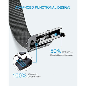 CHAOREN Black Ratchet Belts for Men - Casual Web Nylon Mens Belt 1 3/8" - Adjustable and Durable for Jeans